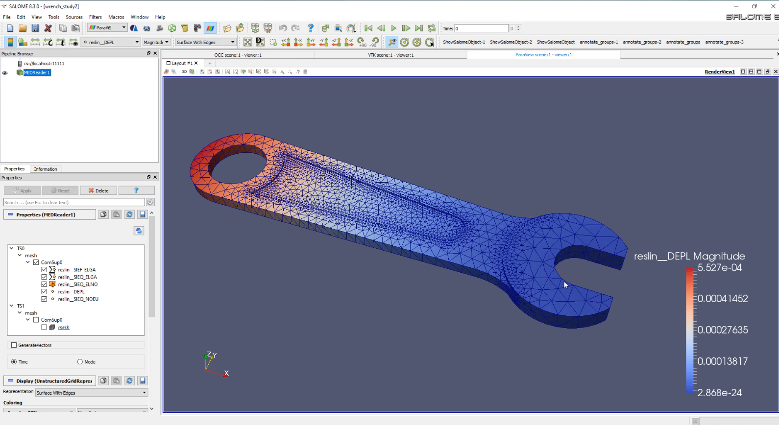 [Full Tutorial] Linear Static FEA Simulation of a Wrench with Salome Meca -- FEAForall